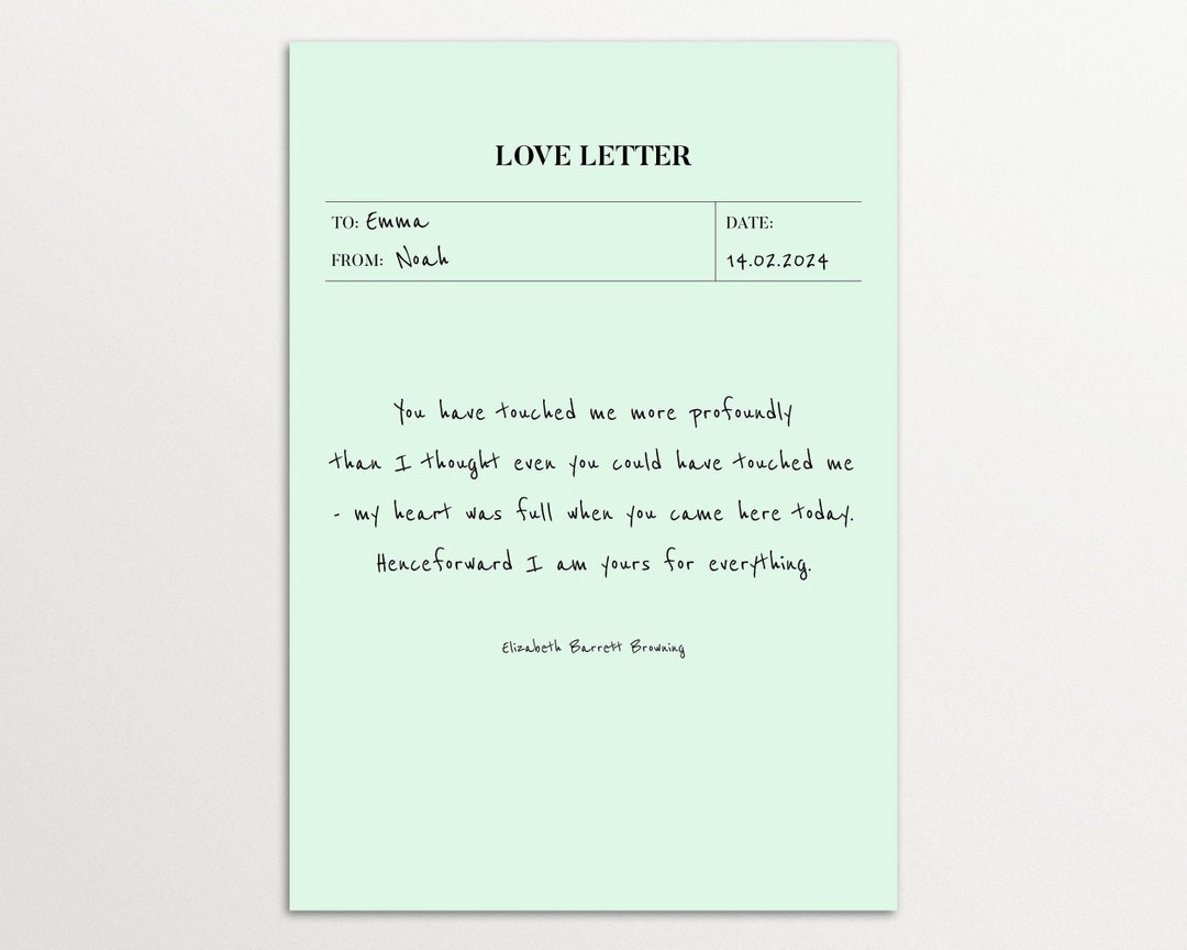 Custom Love Letter, Gift for Her, Personalized Print, Custom Print Poem ...