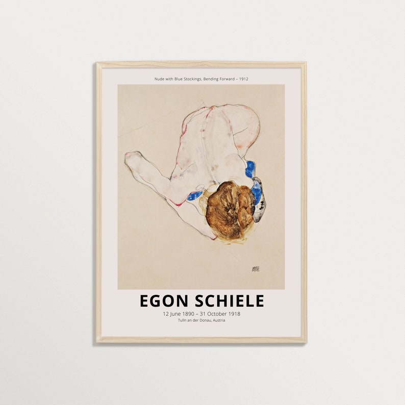 Egon Schiele Exhibition Poster Nude With Blue Stockings - Etsy