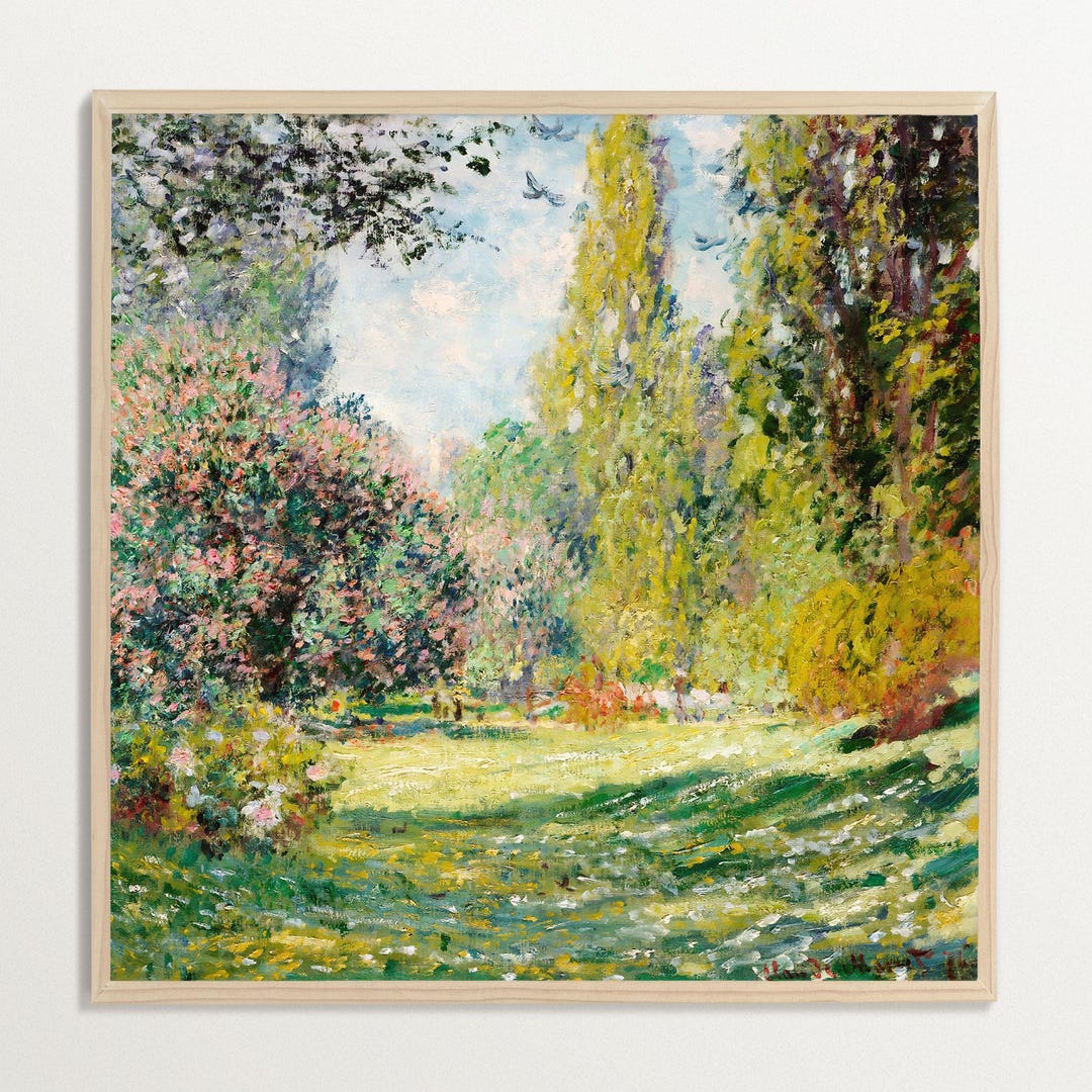 Monet Garden Landscape Wall Art – Square Vintage Impressionist Print ...