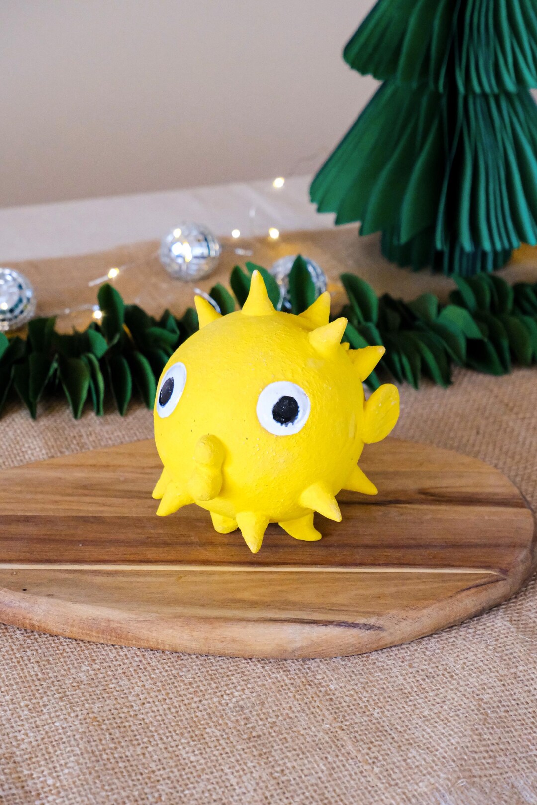 Puffer Fish Unique Ceramic Sculpture Coastal Home Decor Colorful ...