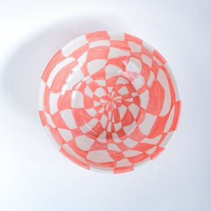 Pale Red Checkered Large Bowl | Handmade, Ceramic, Pottery, Serving ...
