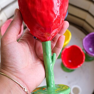 Handmade Ceramic Tulip Goblet Unique Flower Pottery Cup Vine Goblet ...