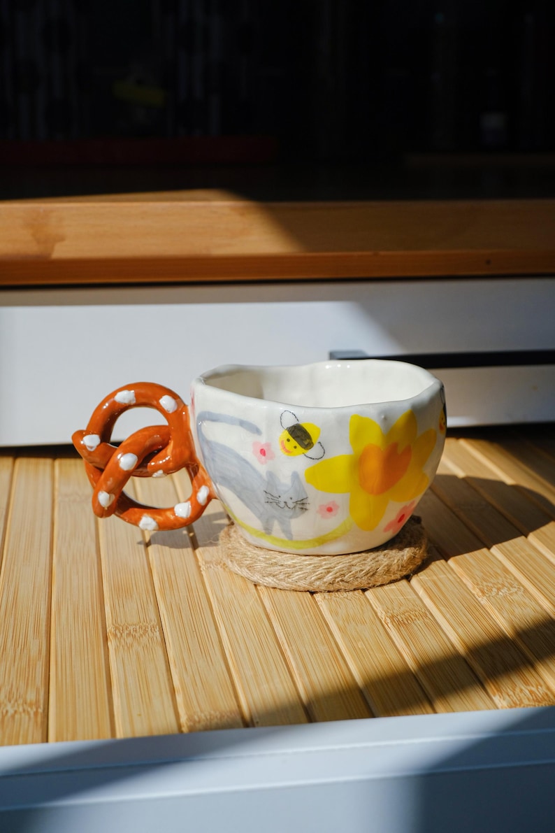 Handmade Ceramic Pretzel Mug: Summer Edition Floral Coffee Cup - Etsy