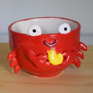Handmade Crab Ceramic Mug: Unique Pottery Cup With Duck - Etsy
