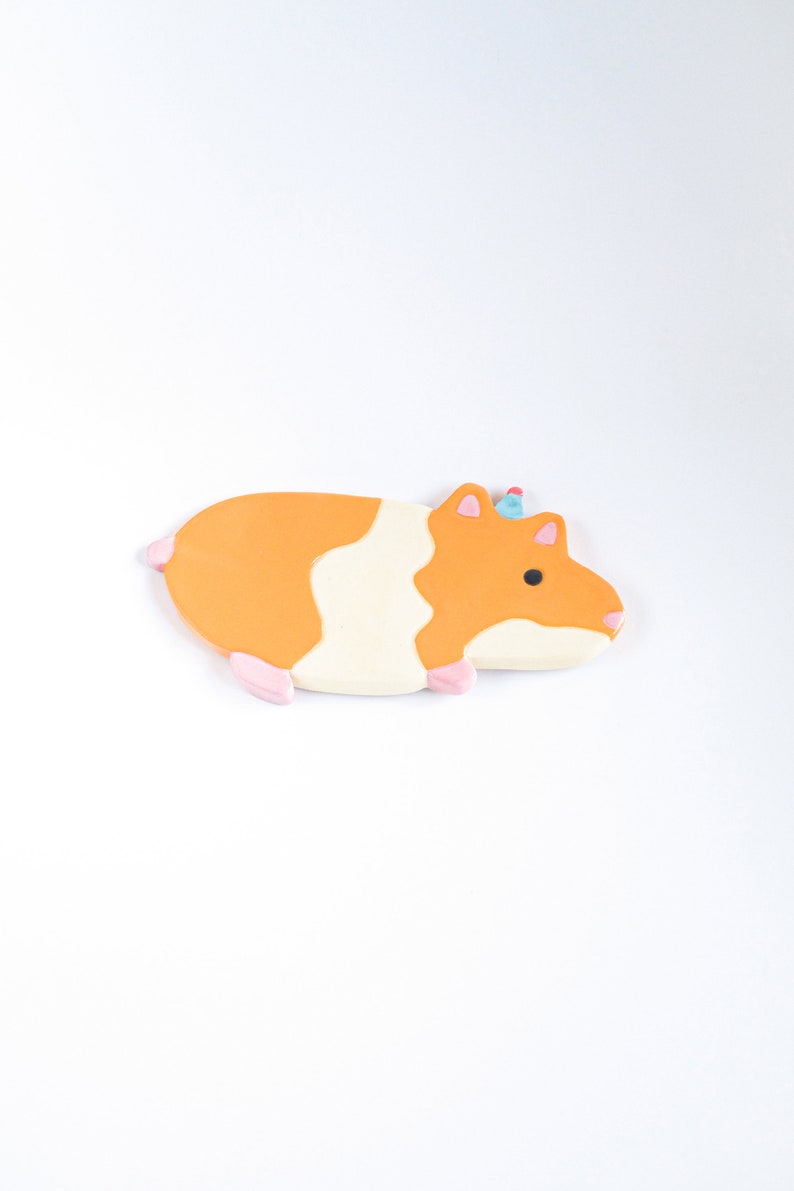 Handmade Ceramic Hamster Plate: Party Hat Jewelry Dish - Etsy