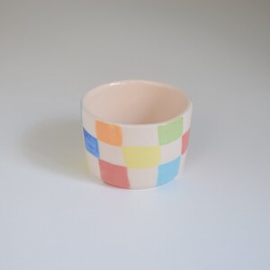 Colorful Checkered Coffee Cup Ceramic 8 Oz, 230 Ml, Handmade, Tumbler ...