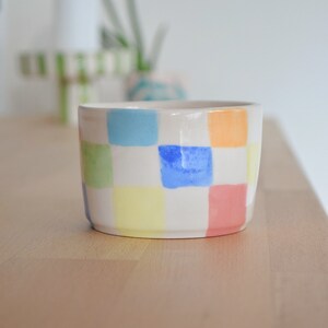 Colorful Checkered Coffee Cup Ceramic 8 Oz, 230 Ml, Handmade, Tumbler ...