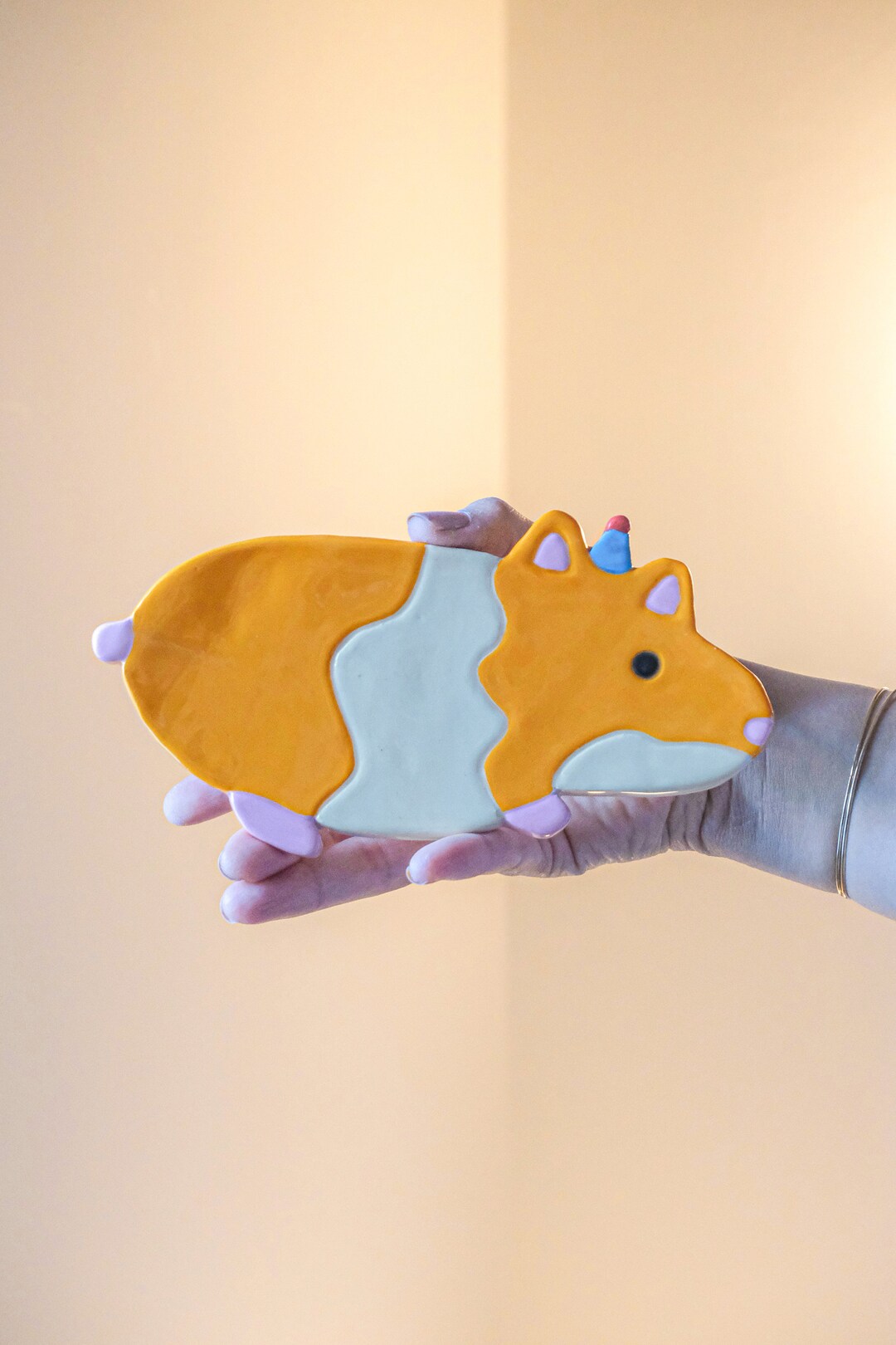 Party Hat Hamster Ceramic Plate Pottery Dish Unique Jewelry Stand Home ...