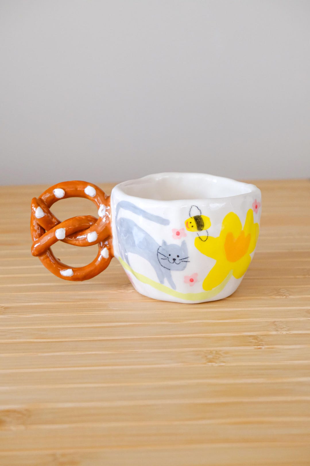 Handmade Ceramic Pretzel Mug: Summer Edition Floral Coffee Cup - Etsy