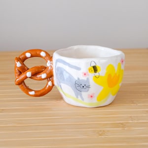 Handmade Ceramic Pretzel Mug: Summer Edition Floral Coffee Cup - Etsy