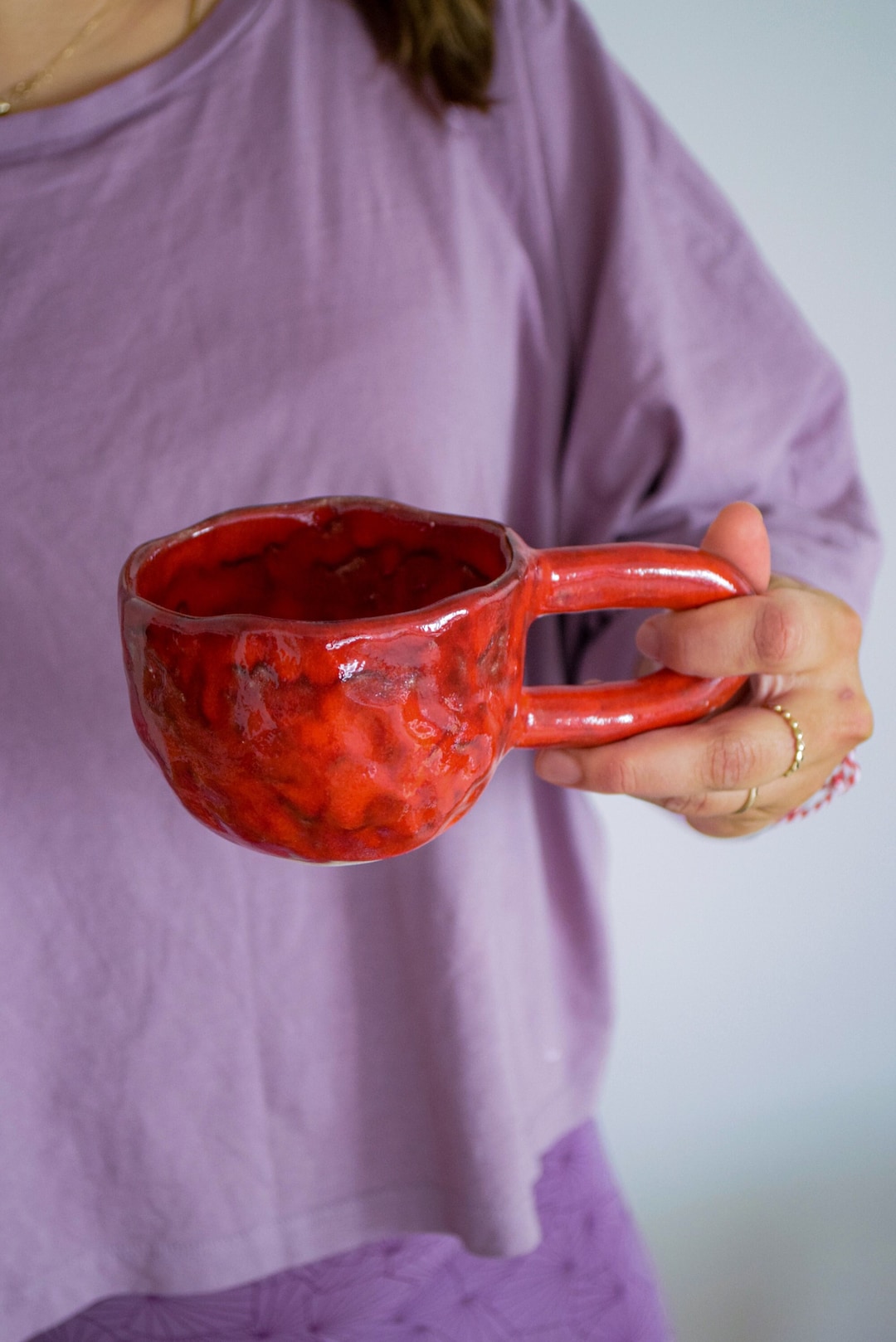 Red Glitter Mug Handmade Ceramic Unique Coffee Cup Pottery Gift or Use ...