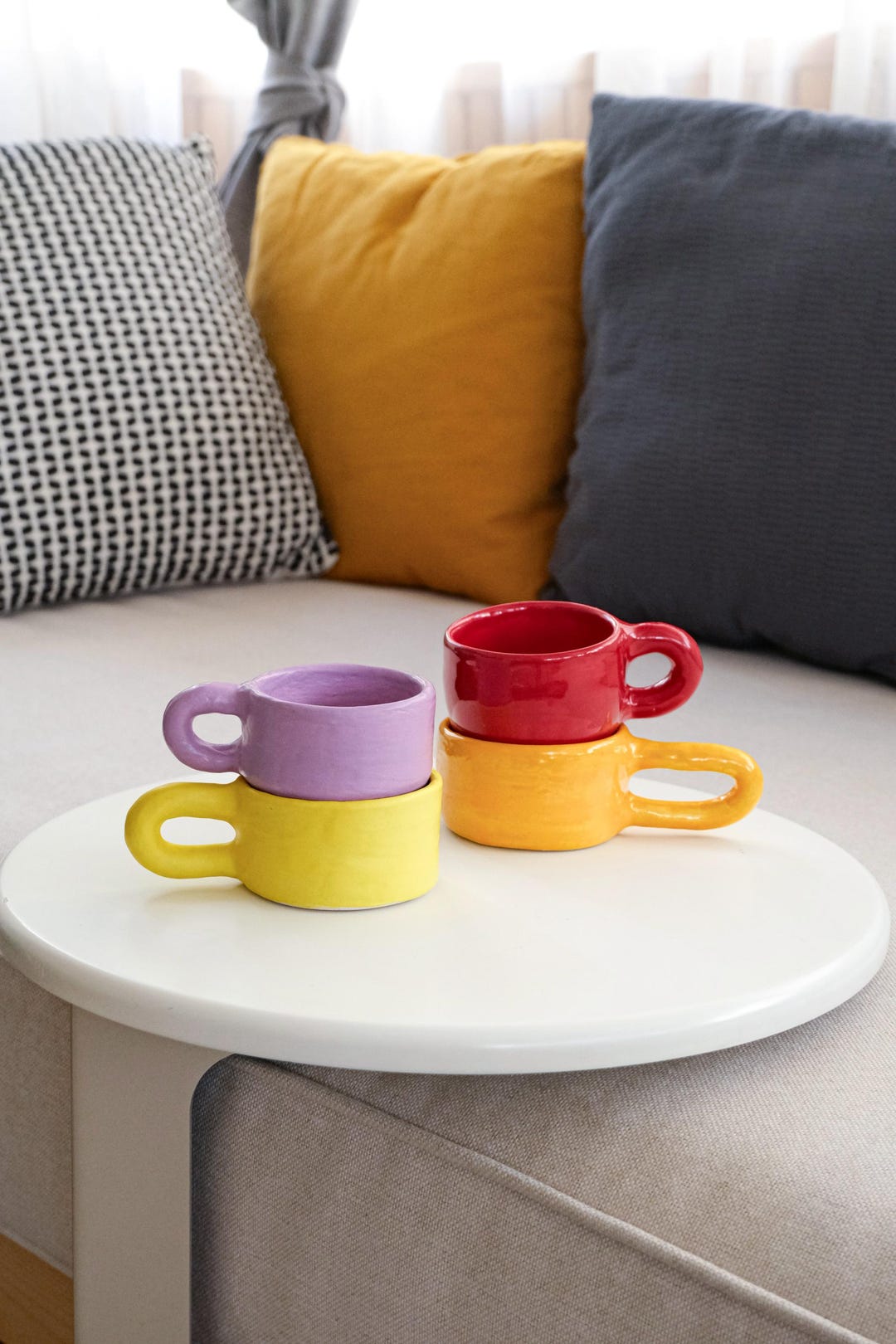 Colorful Coffee Mugs: Wheel Thrown Pottery Cups, Handmade Ceramic Small ...