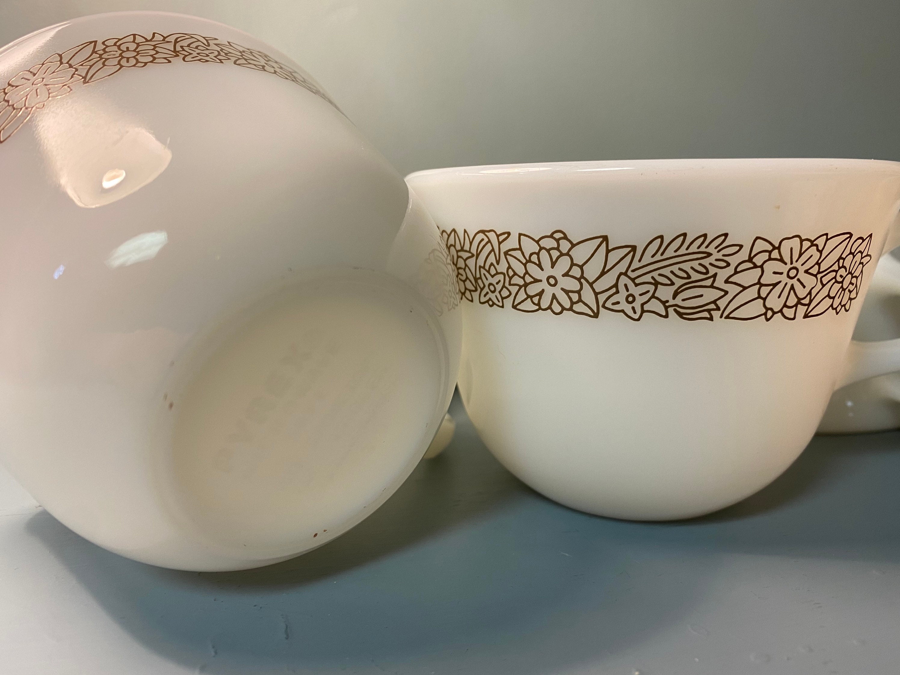 Vintage 8 Oz. Milk Glass Pyrex/corning Woodland Brown Floral - Etsy