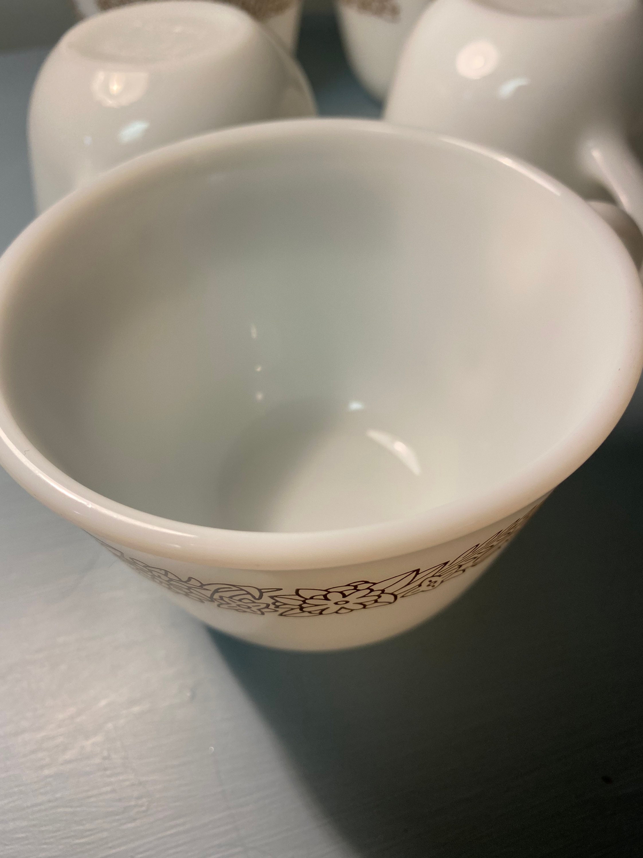 Vintage 8 Oz. Milk Glass Pyrex/corning Woodland Brown Floral - Etsy