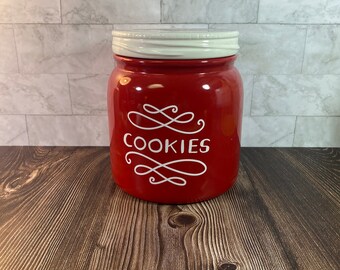 Red Cookie Jar - Etsy