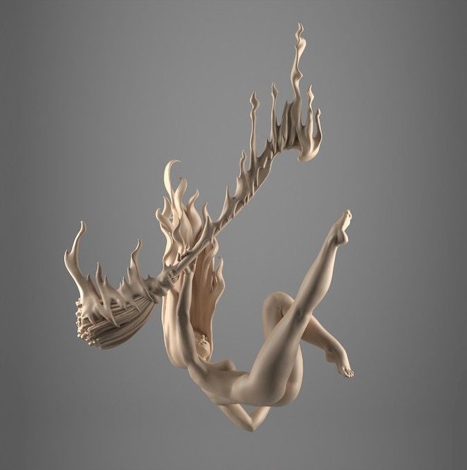 Burning Broom 75mm Pinup Fantasy Miniature Dnd Miniature - Etsy