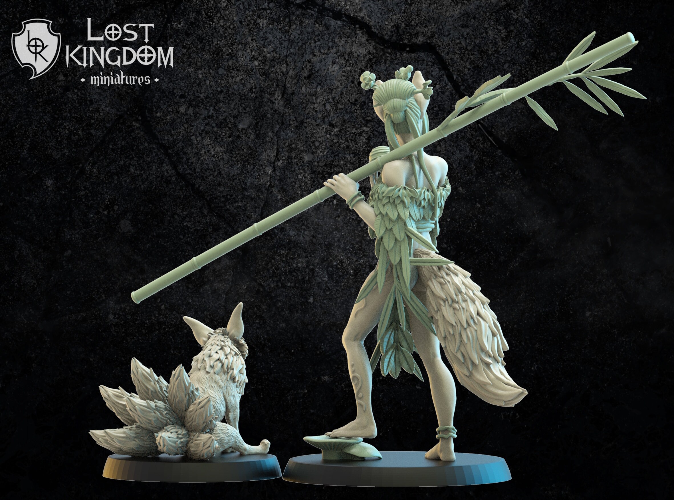 Kitsune on Foot Pinup | 32mm or 75mm Fantasy Resin Miniature | Dnd ...