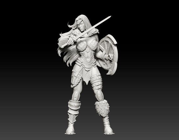 Female Fighter 32mm 54mm 75mm Fantasy Miniature Dnd - Etsy