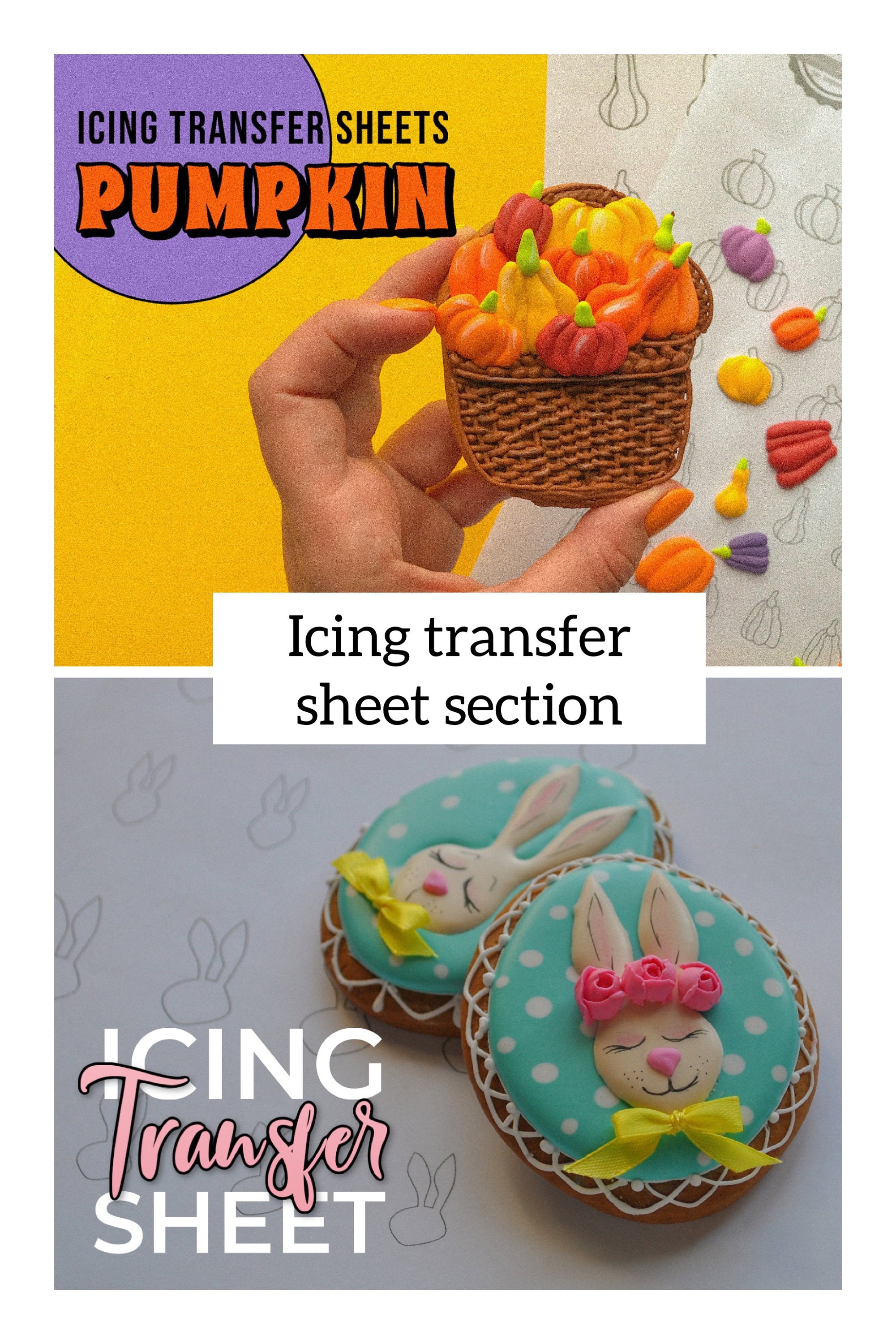 Bunny Icing Transfer Sheet (2 Rabbits, 6 Sizes), Easter Rabbit Royal ...