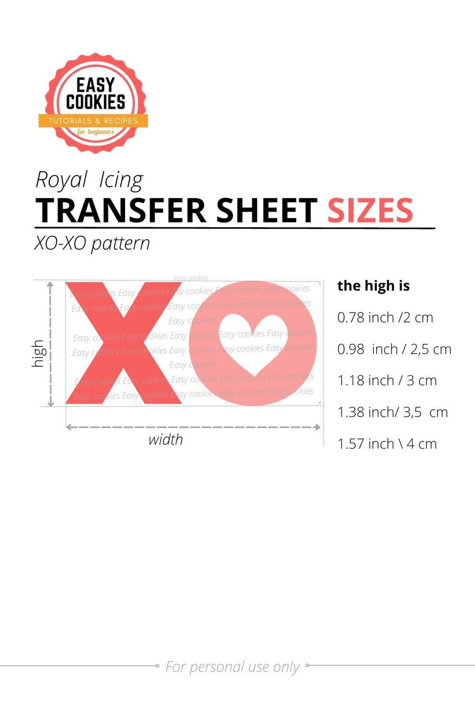 Icing Transfer Sheet 5 Sizes, Valentine's Day Cookie XO XO Royal Icing ...