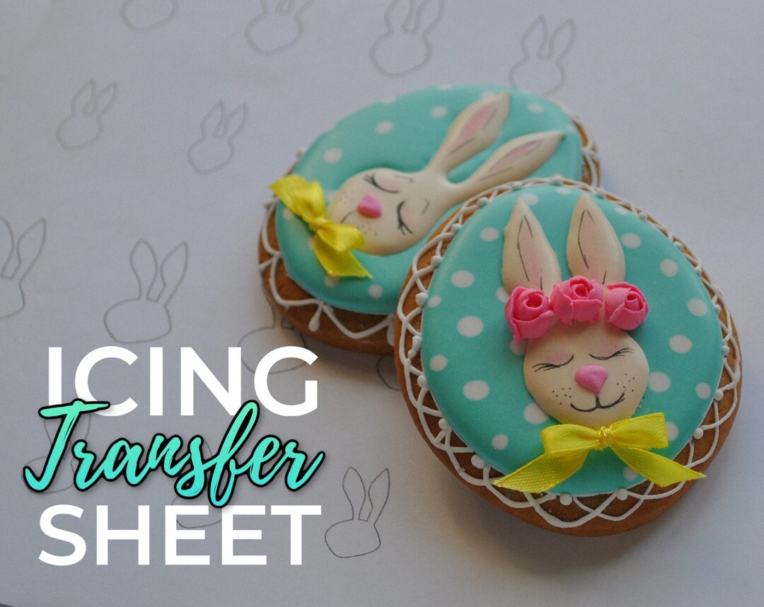 Bunny Icing Transfer Sheet (2 Rabbits, 6 Sizes), Easter Rabbit Royal ...