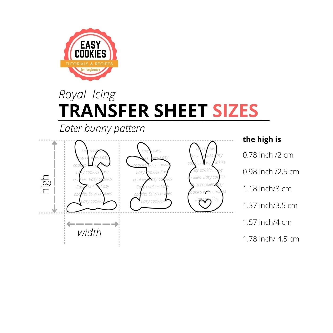 Easter Icing Transfer Sheet 3 Bunny, 6 Sizes Each, Peeps Royal Icing ...