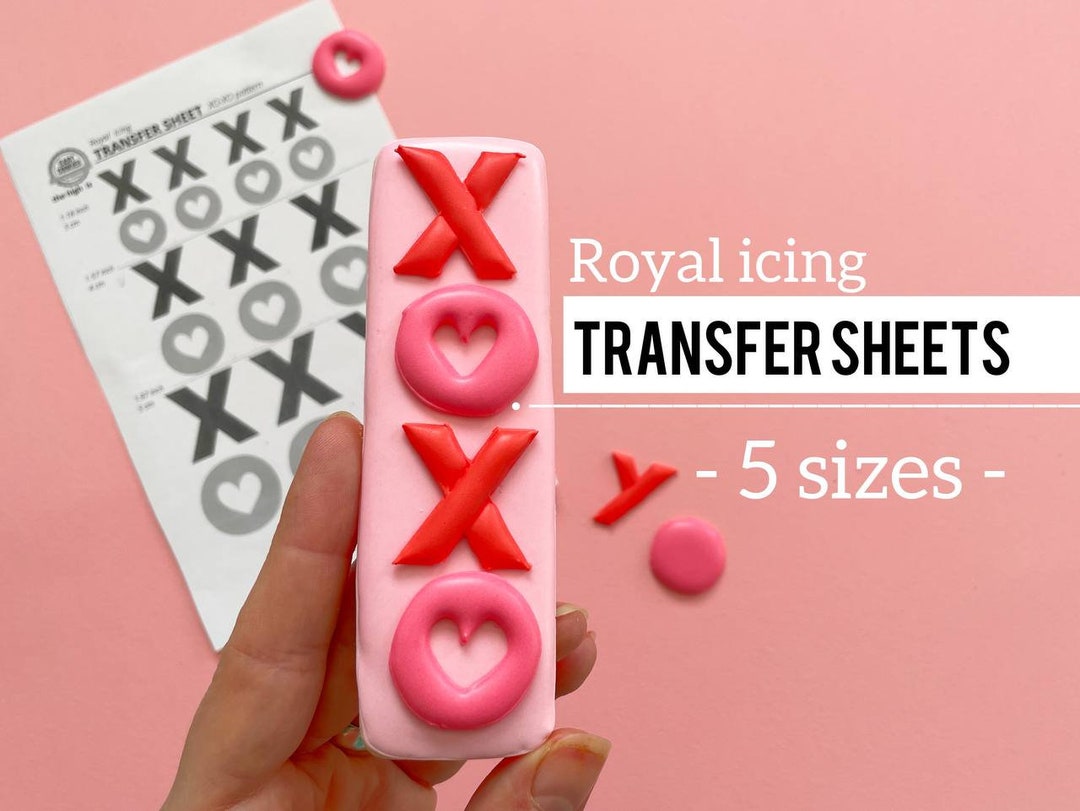 Icing Transfer Sheet 5 Sizes, Valentine's Day Cookie XO XO Royal Icing ...