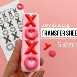 Icing Transfer Sheet 5 Sizes, Valentine's Day Cookie XO XO Royal Icing ...