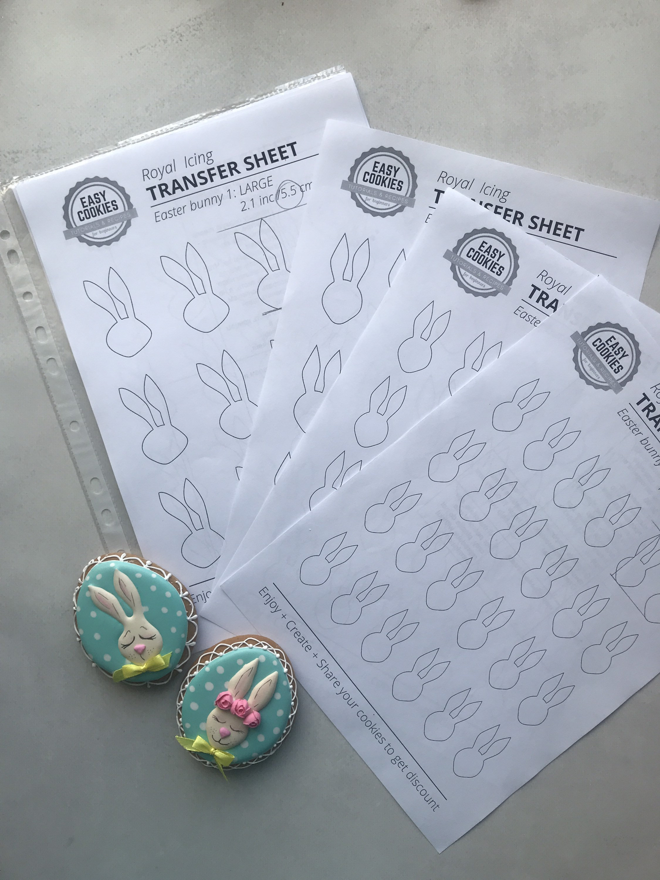 Bunny Icing Transfer Sheet (2 Rabbits, 6 Sizes), Easter Rabbit Royal ...