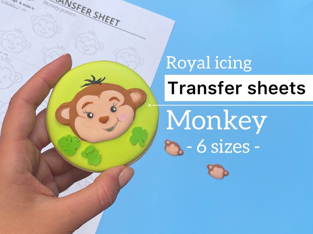 Monkey Icing Transfer Sheet 6 Sizes, Safari Royal Icing Pattern, Baby ...