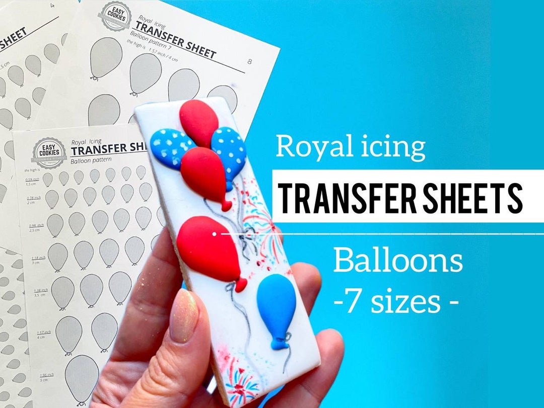 Balloon Icing Transfer Sheet 7 Sizes, Birthday Royal Icing Templates ...