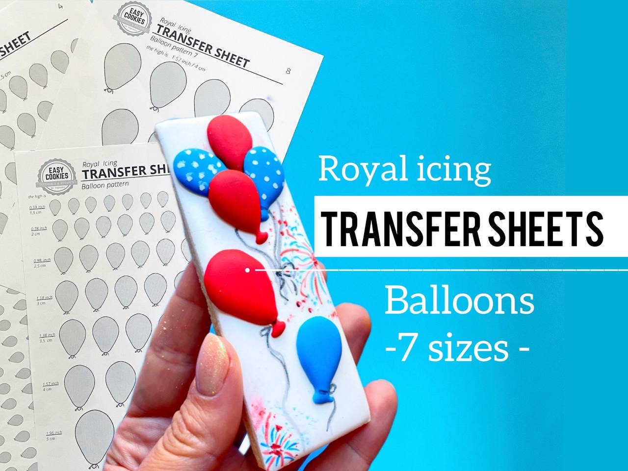 Balloon Icing Transfer Sheet 7 Sizes, Birthday Royal Icing Templates ...