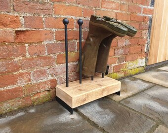 Wellington Boot Stand Wooden Wellie Rack Welly Storage 4 Pairs Ideal ...