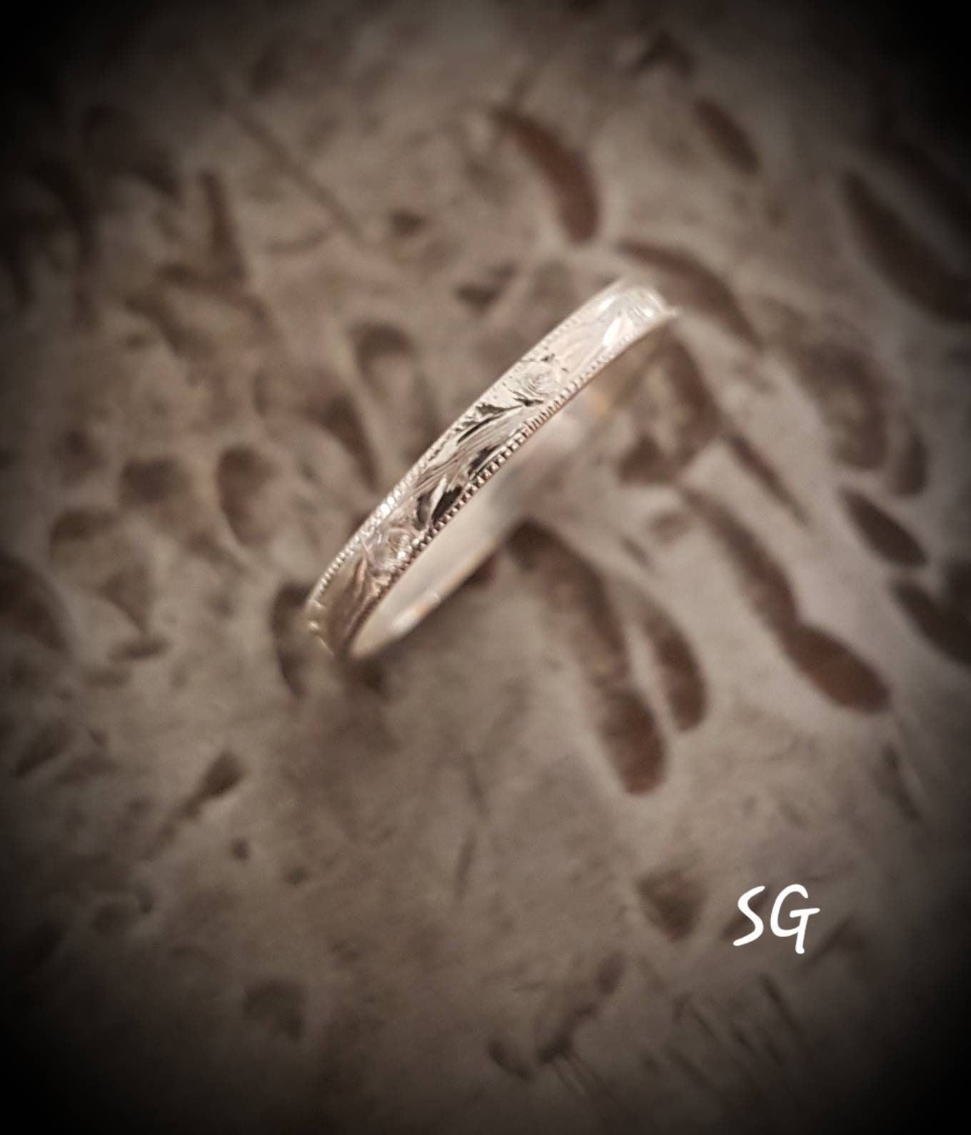 Sterling Silver Solid Hand Engraved Stackable Ring | Etsy