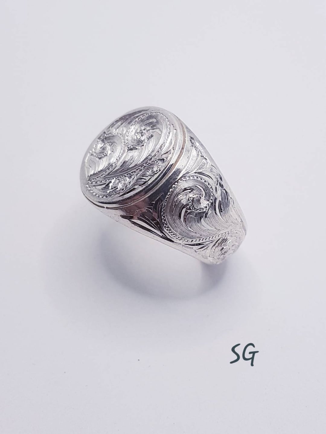 Sterling Silver, Solid, Western, Hand Engraved, Signet Ring, Mens or ...