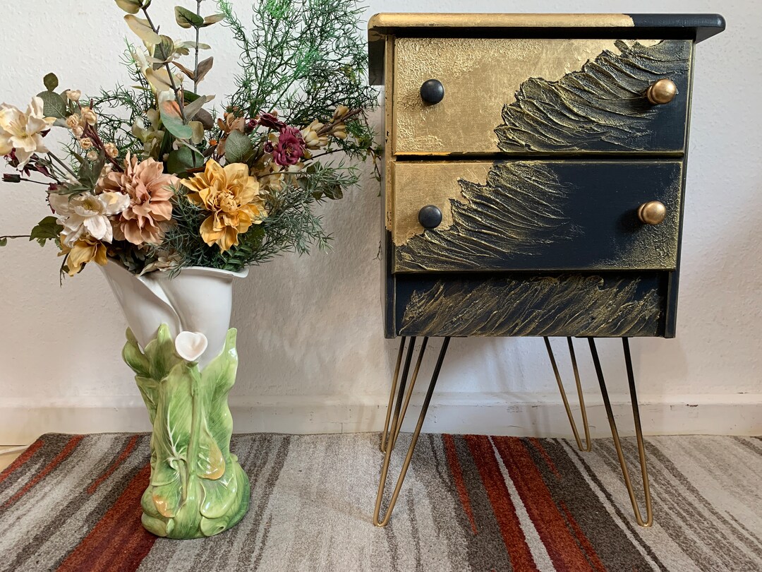 Unique Chest of Drawers Made of Natural Wood Decorated With Gold Leaf ...