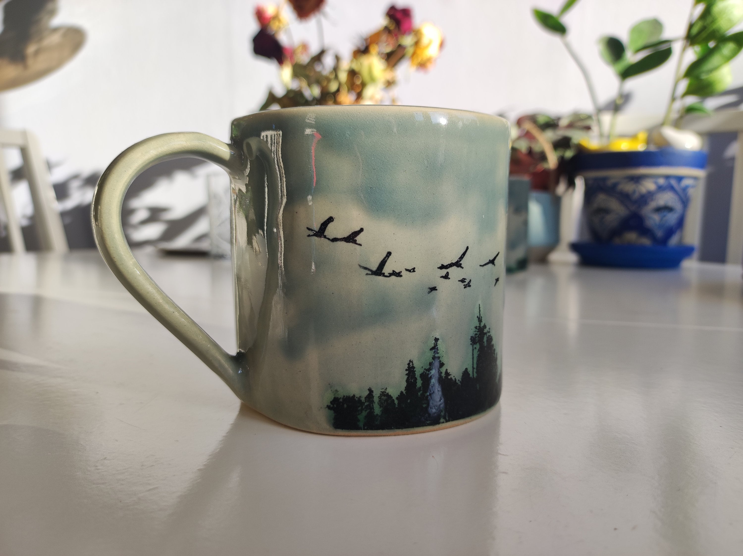 Handmade Pine Forest Ceramic Mug - Cozy Fall Decor, 350ml - Etsy