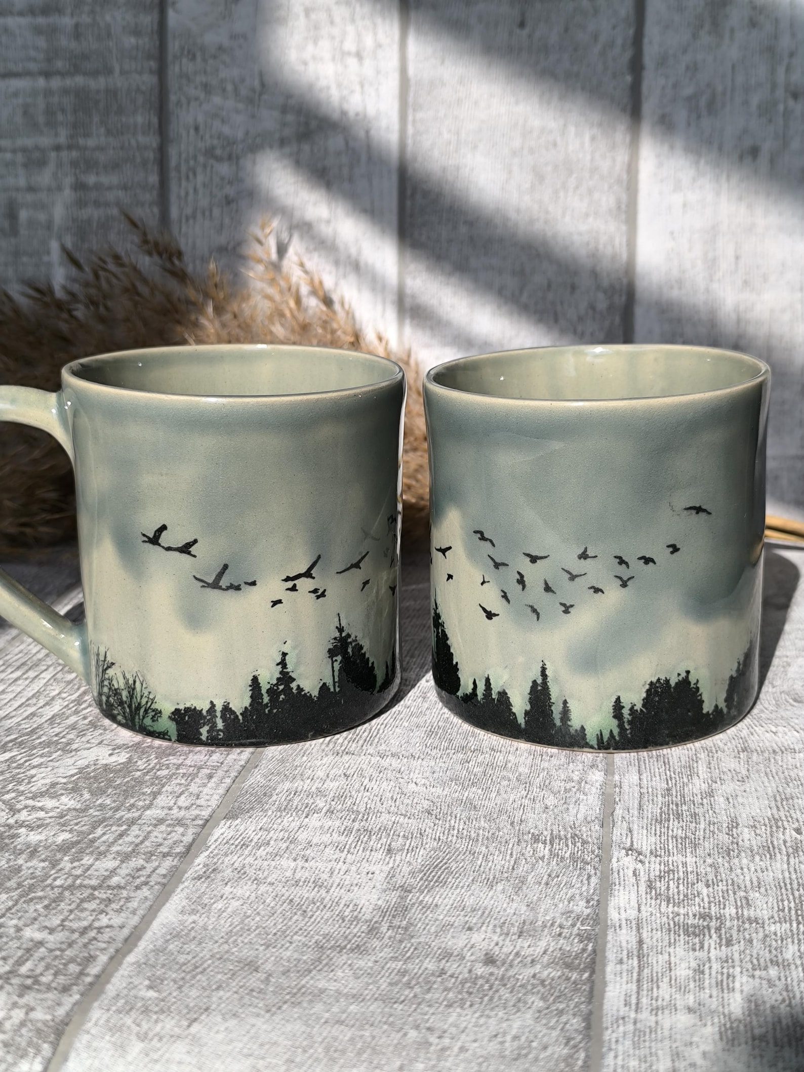 Handmade Pine Forest Ceramic Mug - Cozy Fall Decor, 350ml - Etsy