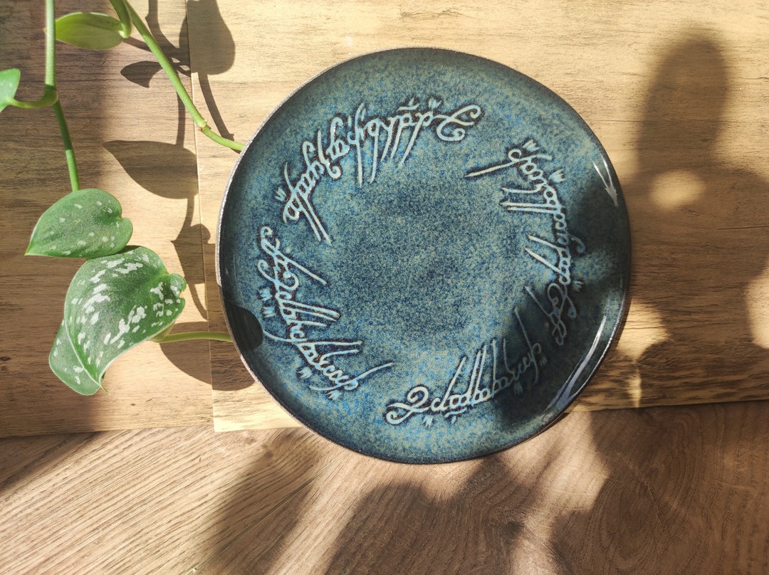 Preorder : Unique Handmade Blue Elvish Inscription Plate, Christmas ...
