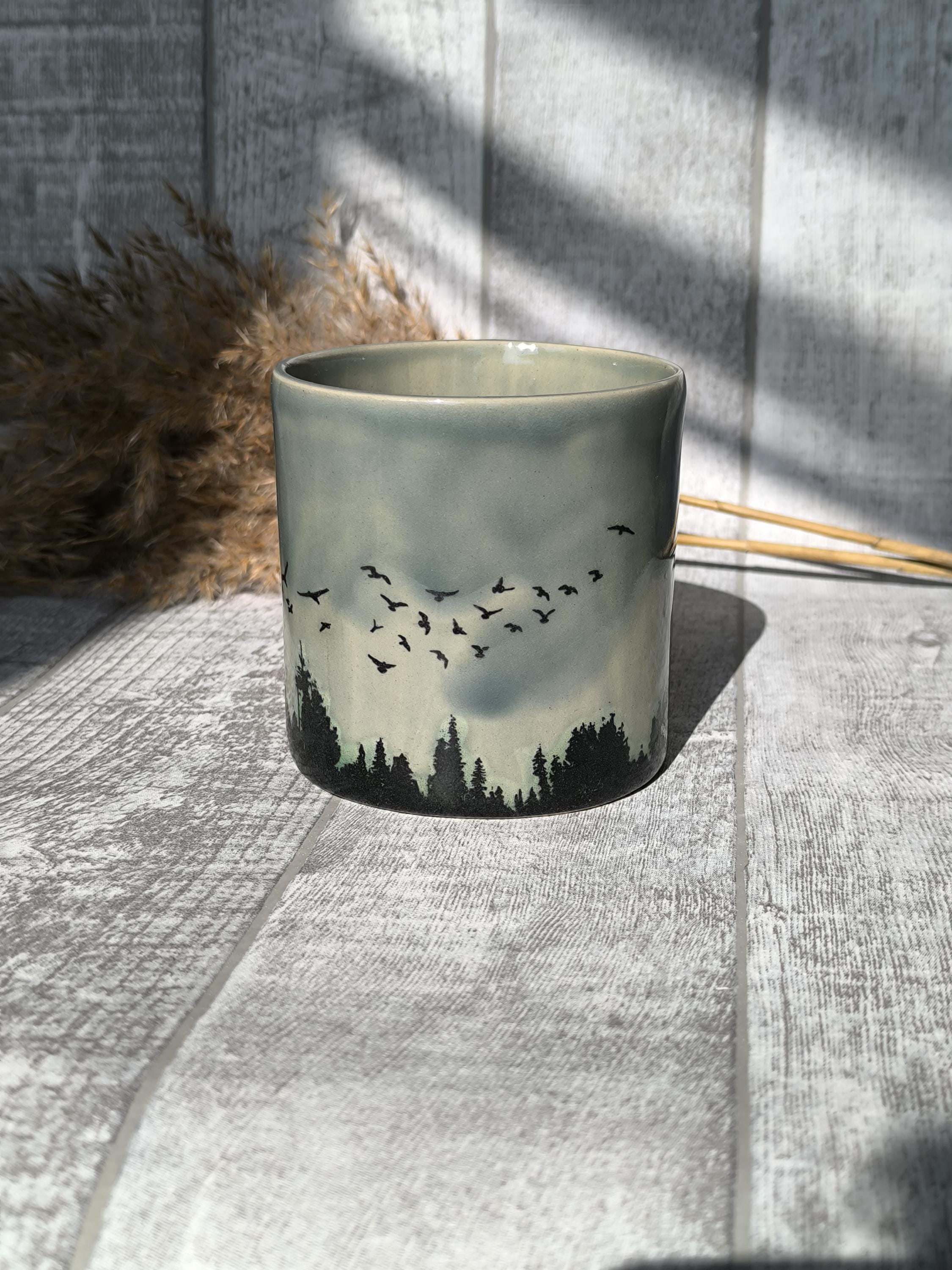 Handmade Pine Forest Ceramic Mug - Cozy Fall Decor, 350ml - Etsy
