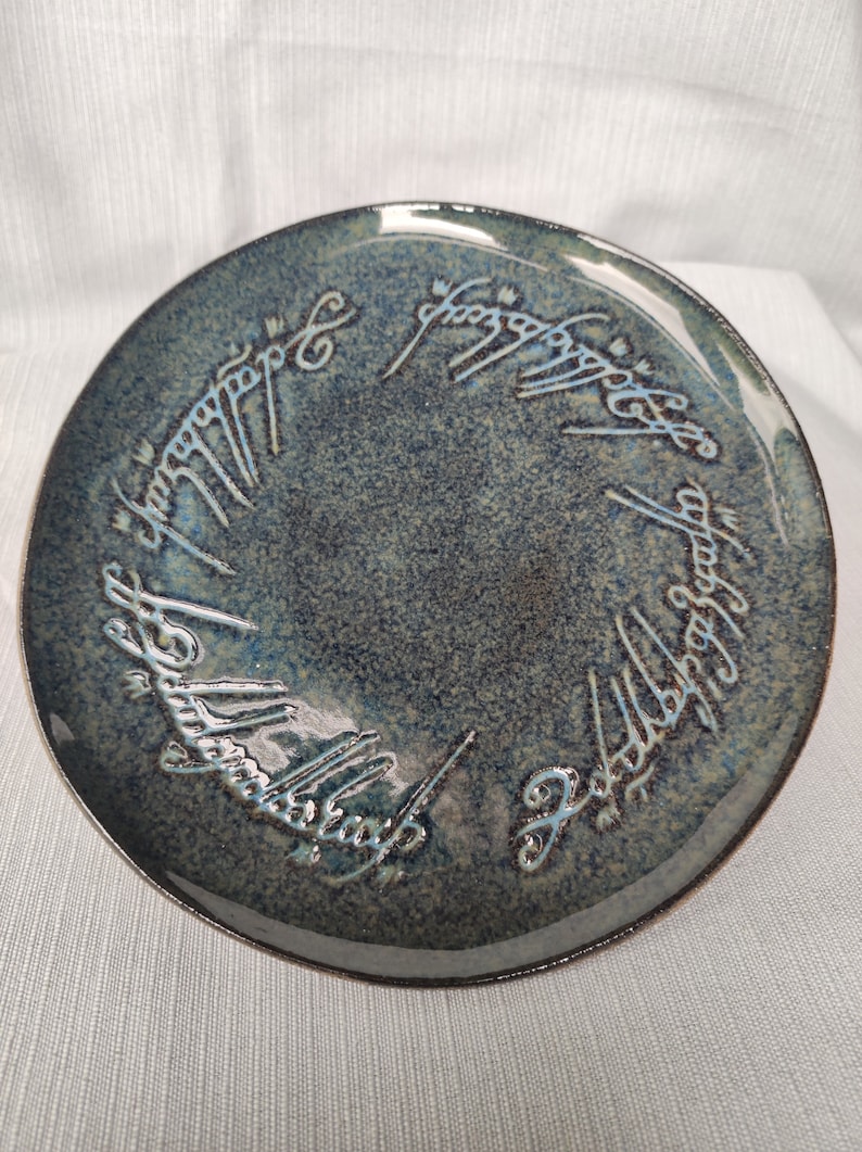 Preorder : Unique Handmade Blue Elvish Inscription Plate, Christmas ...