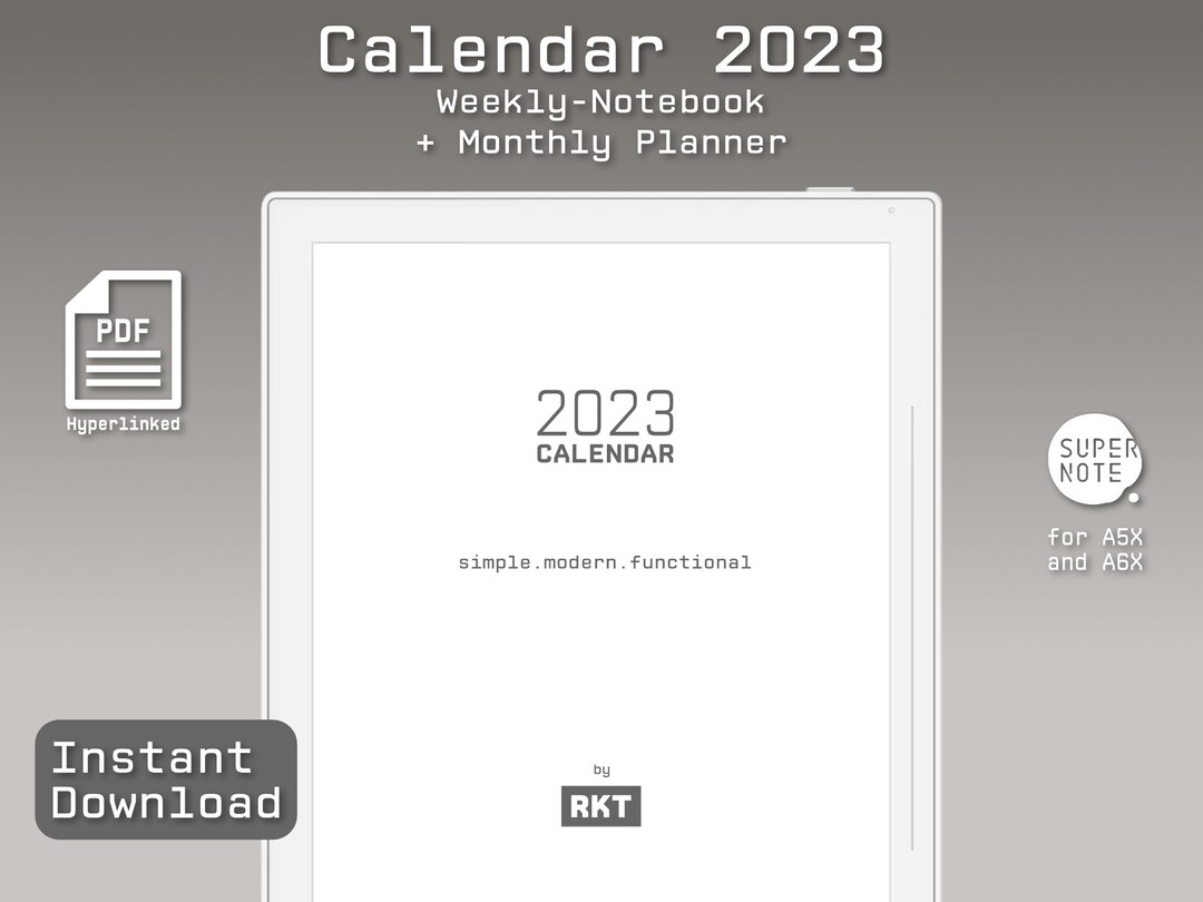 Supernote Calendar 2023 for A5x and A6x - Etsy