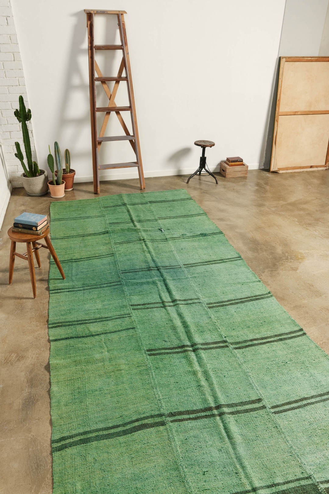 Vintage Hemp Rug 5x12 - Turkish Handmade Kilim Rug - Vintage Organic ...