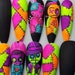 Stitch & Spell • Voodoo Neon Press-on Nails • Hand-painted Patchwork ...