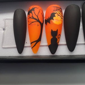 Grave Intentions • Halloween Press-on Nails • Hand-painted Black ...