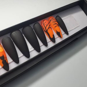 Grave Intentions • Halloween Press-on Nails • Hand-painted Black ...