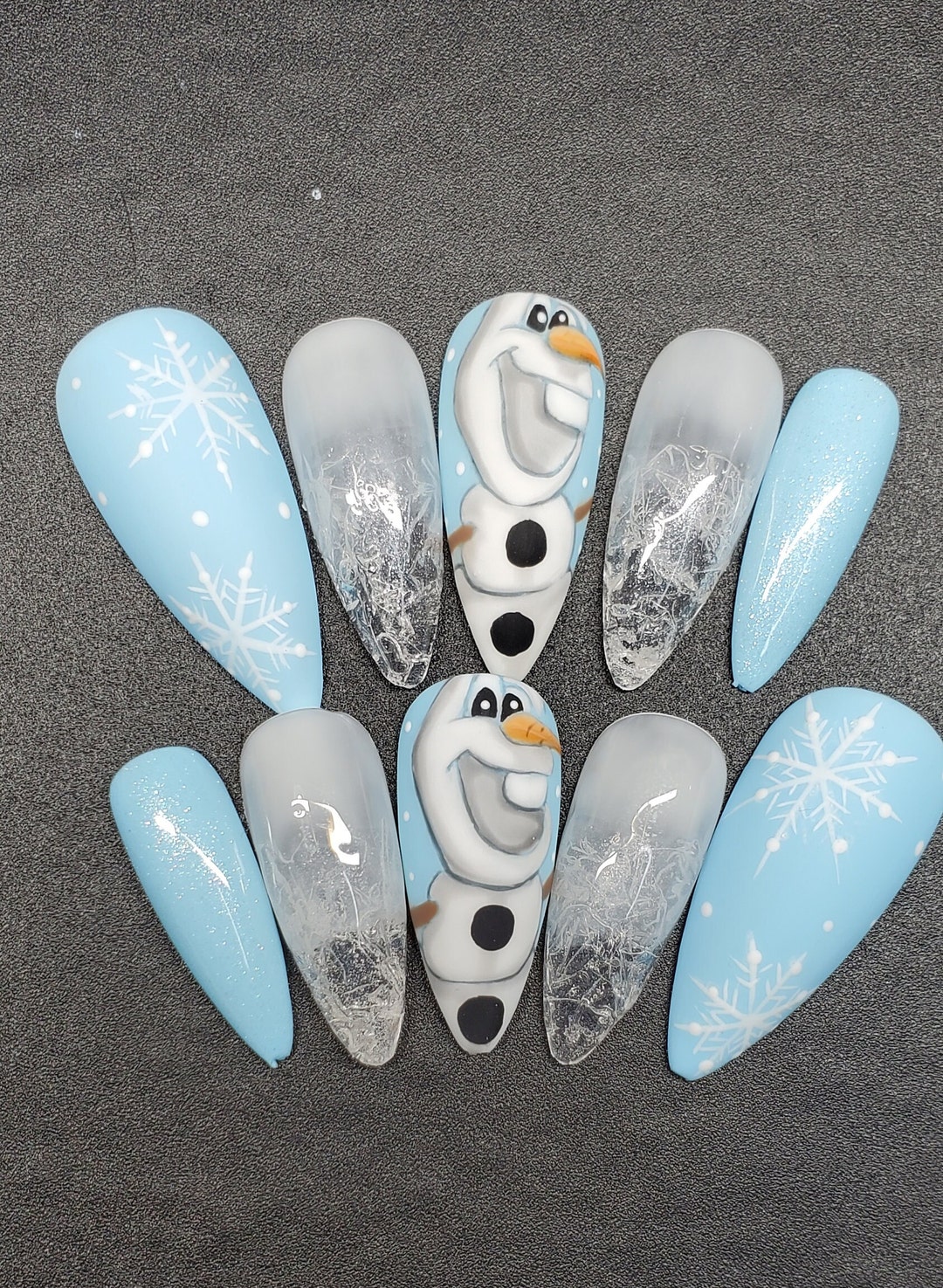Frozen in Fun • Frosted Ice • Winter Nails • Hand Painted • Press on ...