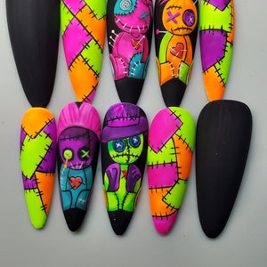 Voodoo Doll • 'stiches' • Halloween • Hand Painted • Press on Nails ...