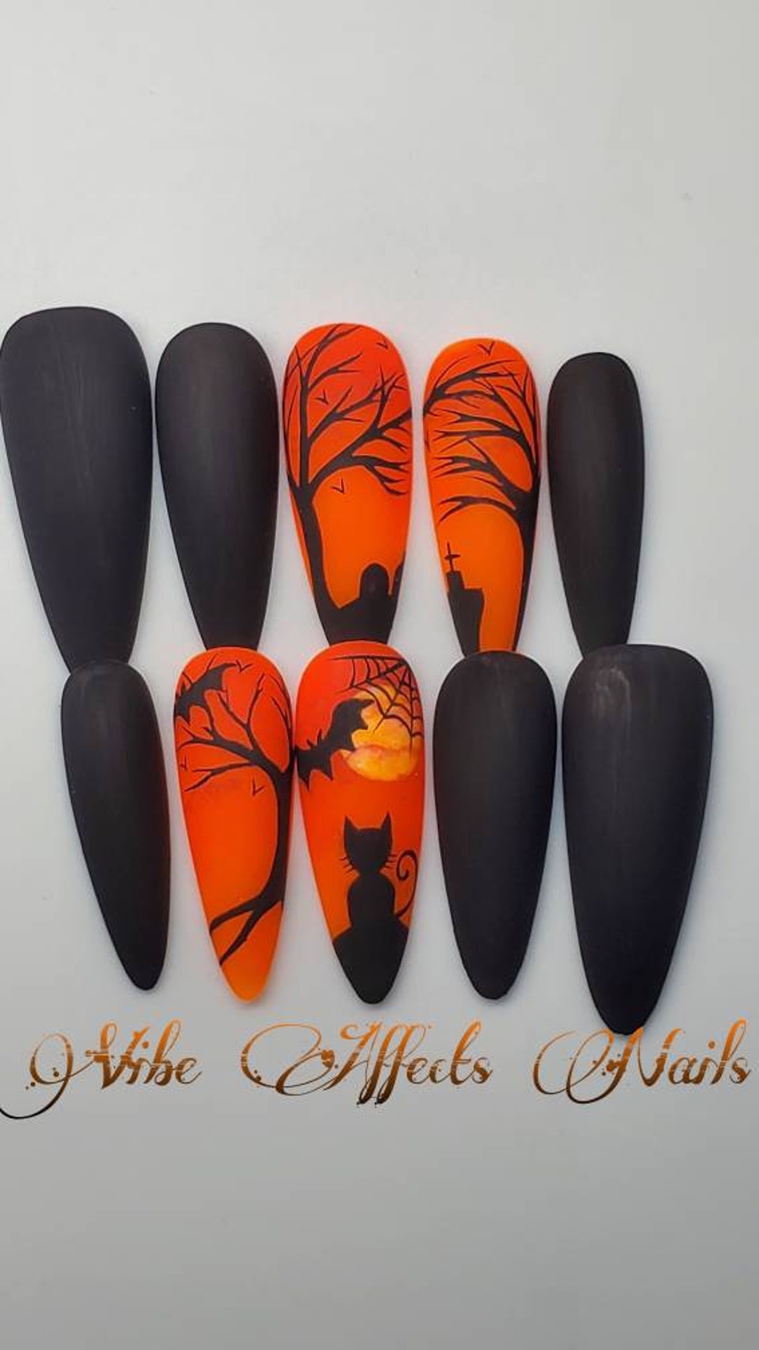 Grave Intentions • Halloween Press-on Nails • Hand-painted Black ...