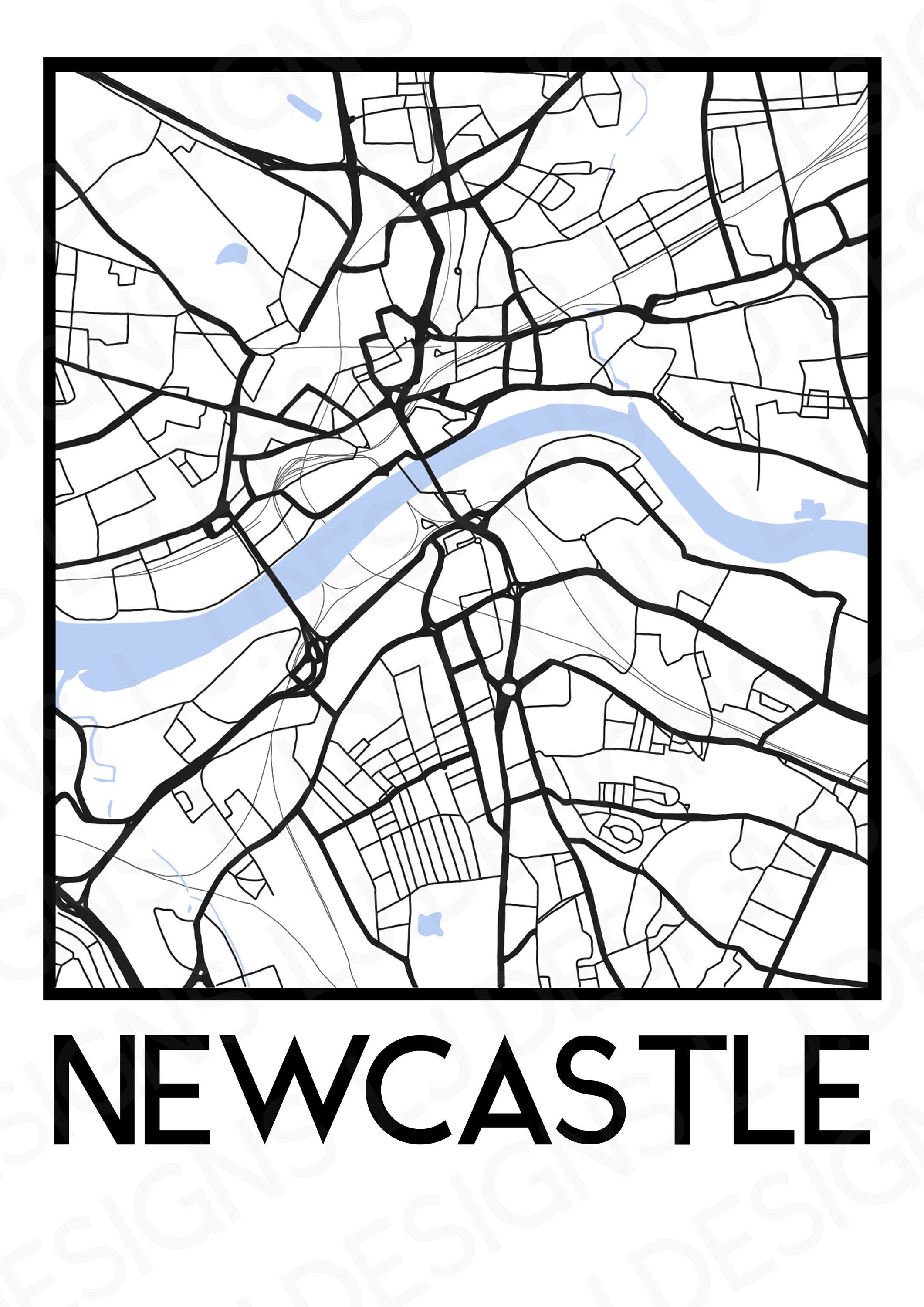 Newcastle Upon Tyne Map Travel Poster / UK Art Print - Etsy